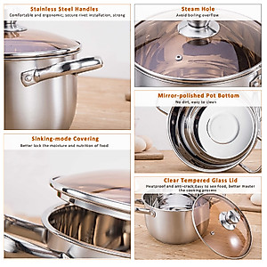 DricRoda Soup Pot 8 Quart Pot Stainless Steel Pasta Pot, Nonstick Stock Pot Cooking Pot with Lid and Handles, Large Pot Big Pot for Cooking Glass Lid Stockpot for Home Restaurant Party Dishwasher Safe