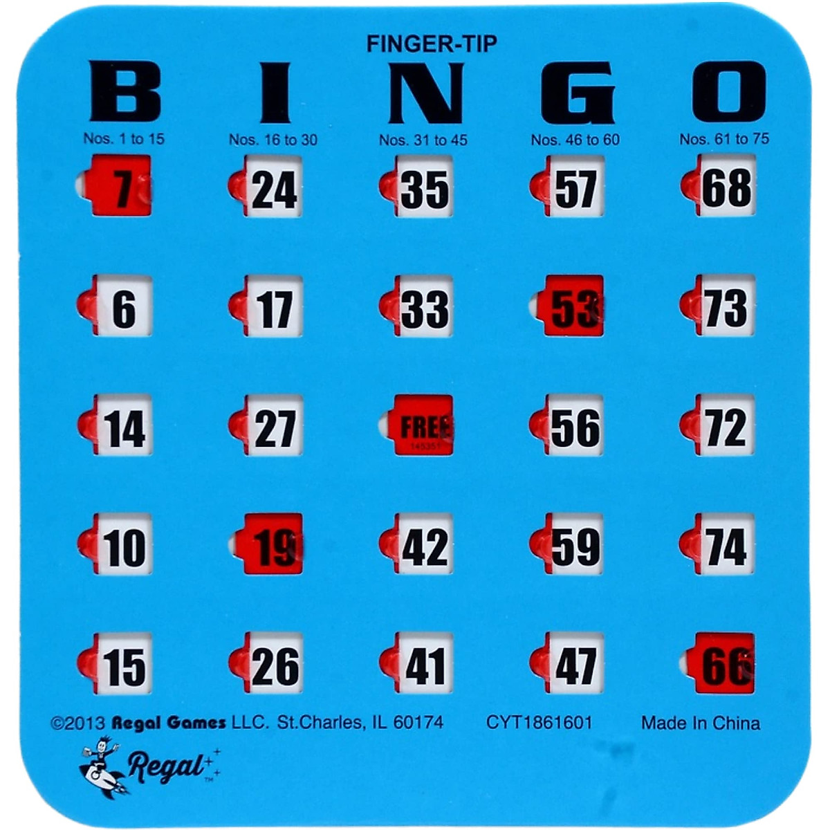 Regal Bingo Bulk Bingo Cards with Sliding Windows - Reusable Large Print Bingo Game Cards for Adults Large Group - 10 Pack, Blue