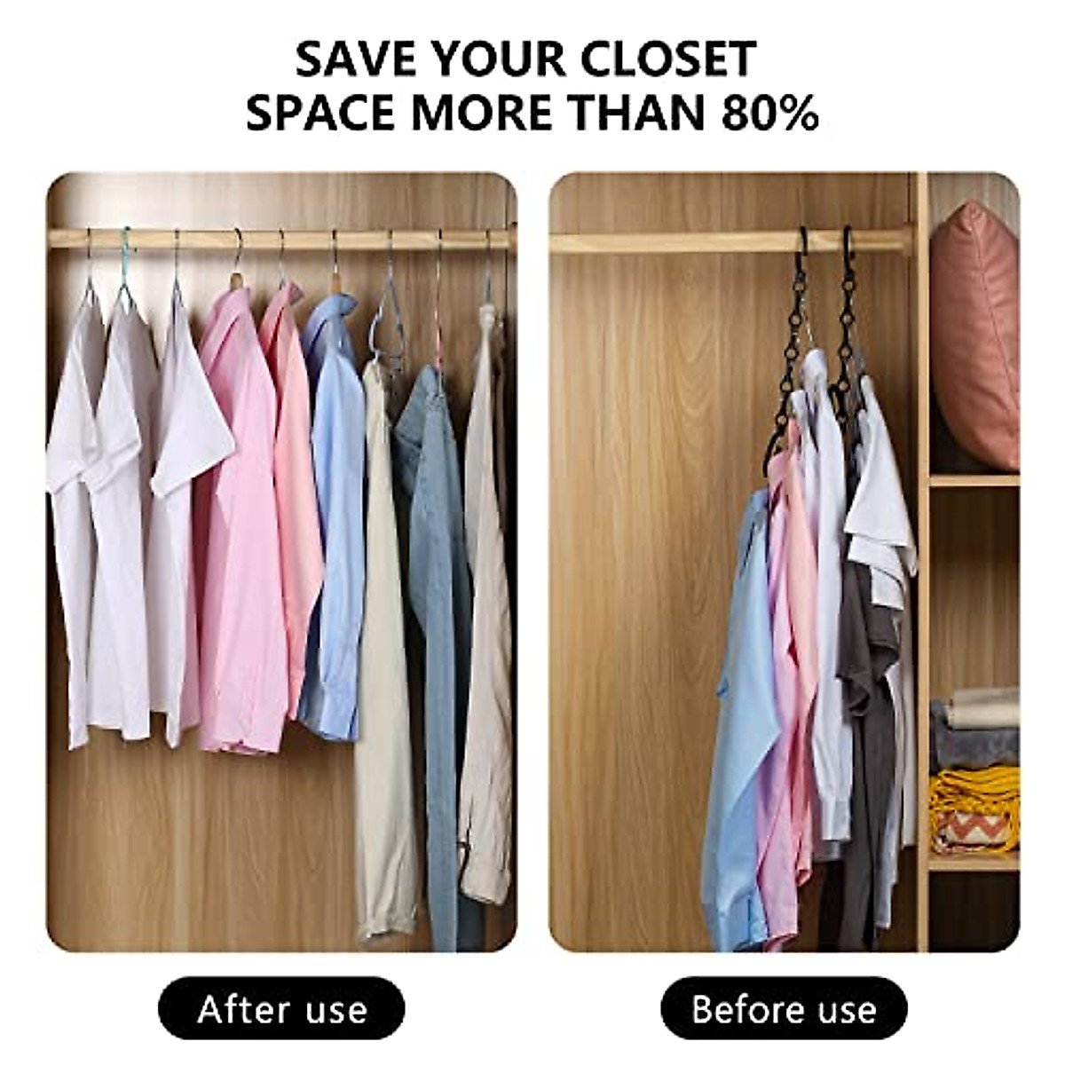 Lidermic Space Saving Hanger Smart Magic Hanger Closet Organizers and Storage Clothes Hanger Multi Hanger Sturdy Plastic Space Saver for Home, Dorms, Bedroom, Apartments (Black, 10)