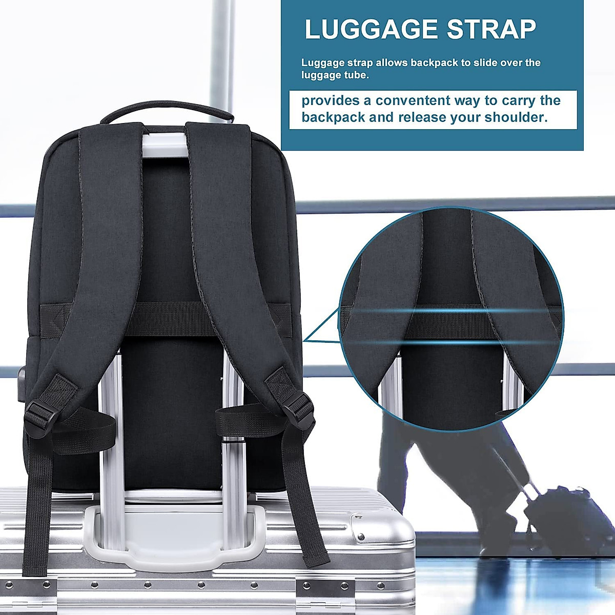 Laptop Backpack, Laptop Backpack 15.6 inch,Durable Business Travel Laptops Backpack with USB Charging Port, Water Resistant College School Computer Bag Gifts for Men & Women Fits Notebook, Black