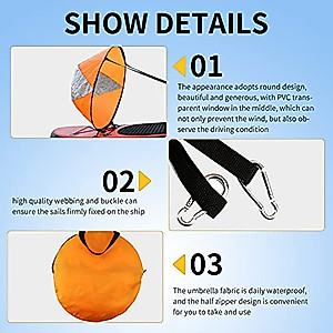 VGEBY1 Wind Sail, PVC Foldable Board Wind Sail Wind Paddle with Transparent Window for Kayak Canoes Inflatables Boats (Orange)