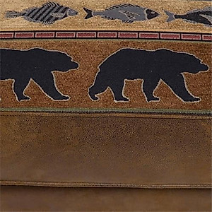 Hawthorne Collections 20.5" Farmhouse Leather Wildlife Pattern Sofa in Brown