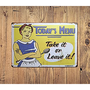 ERLOOD Today's Menu Take It or Leave It Retro Vintage Kitchen Signs Wall Decor Metal Tin Sign 12X 8