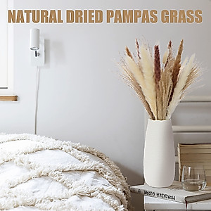 Natural Dried Pampas Grass Bouquet - 85 PCS with Bunny Tails, Dried Flowers, and Pompas for Boho Home Decor, Wedding Floral Arrangements, Rustic Farmhouse Party in White and Brown