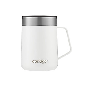 Contigo Insulated Tumblers Travel Mug Set - Streeterville 14 oz. Stainless Steel Tumbler with Handle in Salt White and SNAPSEAL 16 oz. Insulated Stainless Steel Travel Mug in Licorice