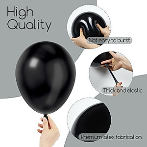 Awenztech 120pcs Black Balloon Arch Kit, 18 12 10 5 inch Black Latex Balloons Different Sizes Black Balloon Garland for Graduation Halloween Birthday Party Decorations
