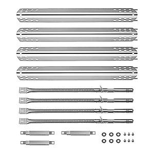Grill Repair kit for Charbroil Advantage Series 4 Burner 463240015, 463240115, 463343015, 463344015 Gas Grills, Stainless Pipe Burner, Heat Plate Tent Shield, Adjust Carryover Tube Replacement Parts