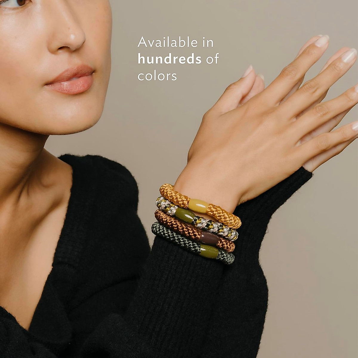 L. Erickson Grab & Go Pony Hair Ties - Black - 15 Pack Grab and Go Ponytail Holders - Black Hair Ties No Damage - Hair Bands Hair Accessories for Women