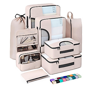 Veken 8 Set Packing Cubes for Travel, Gifts for Women Mom, Suitcase Organizer Bags for Luggage with Hanging Toiletry Bag and Shoe Bag, Vacation Essentials Travel Accessories for Cruise Ship