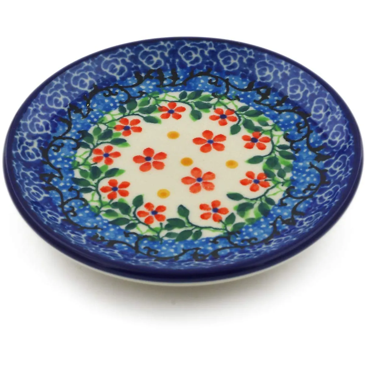 Polish Pottery Mini Plate made by Ceramika Artystyczna (Little Flowers Theme) + Certificate of Authenticity