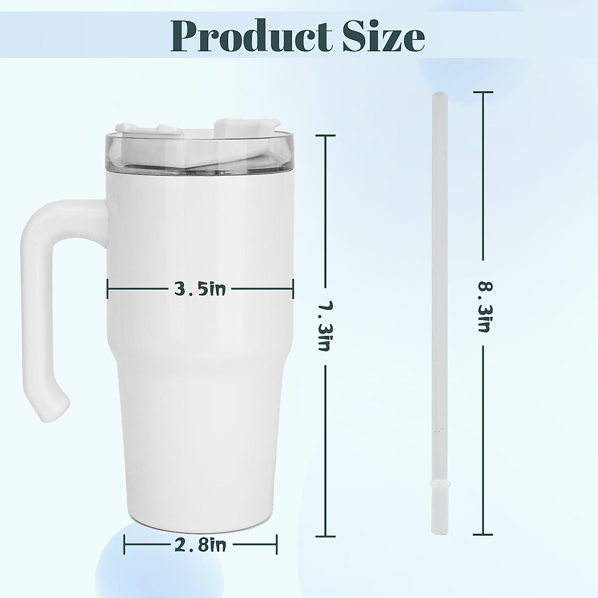 HIZEE 20 oz 25 Pack Sublimation Tumblers with Handle,Stainless Steel Insulated Blank Travel Mug with Lid and Straw,Spill Proof Double Wall Metal Tumbler coffee Cup Keeps Drink Hot and Cold