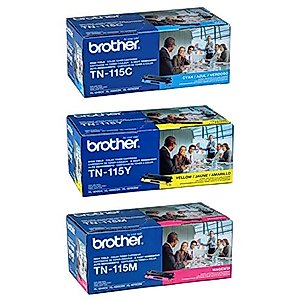 Genuine Brother TN115 (TN-115) High Yield Color (C/M/Y) Toner Cartridge 3-Pack