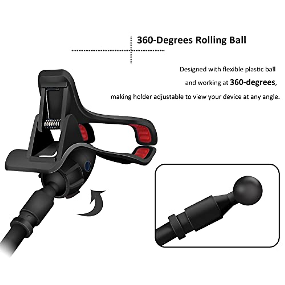 ZTON Cell Phone Holder, Universal Mobile Phone Stand, Lazy Bracket, Flexible Long Arms Clip Mount for iPhone, LG etc. in Office Bedroom Desktop (Black)