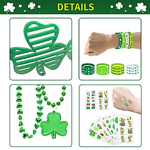 96Pcs St. Patricks Day Party Favors Set Shamrock Glasses Necklaces Bracelets Tattoos St. Patrick's Day Accessories Decorations Supplies