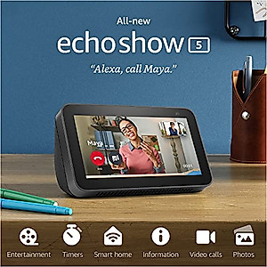 Echo Show 5 (2nd Gen, 2021 release) | Smart display with Alexa and 2 MP camera | Charcoal | with Wyze Cam V3