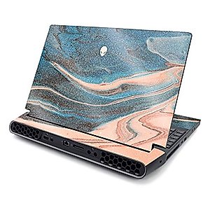 MightySkins Glossy Glitter Skin Compatible with Alienware Area-51M 17" (2019) - Sea Dunes | Protective, Durable High-Gloss Glitter Finish | Easy to Apply, Remove, and Change Styles | Made in The USA