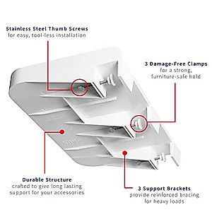 Bedside Shelf for Bunk Beds, Lofts & Bed Frames - Heavy Duty Storage Table and Tray Fits Laptops, Book & Drinks - Great for Students College Dorm Room & Kids Bedroom to Replace Nightstand (White)