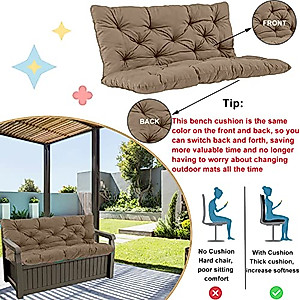 Dttra Outdoor Swing Cushions, Garden Bench Cushions with Backrest and Ties Non-Slip Bench Pads 2-3 Seater Washable Swing Replacement Cushions for Garden Patio Porch loveseat Pad (Khaki 40 * 60in)
