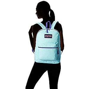 JanSport Womens Classic Mainstream Overexposed Backpack - Aqua Dash/Violet Purple / 16.7"H X 13"W X 8.5"D