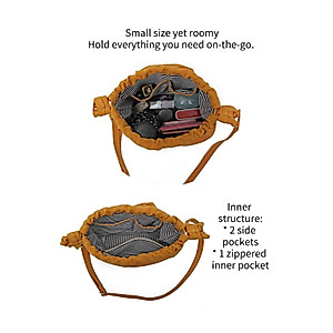 Jeelow Small Canvas Bucket Crossbody Cellphone Bags Drawstring Purses For Men & Women (Black Drawstring)