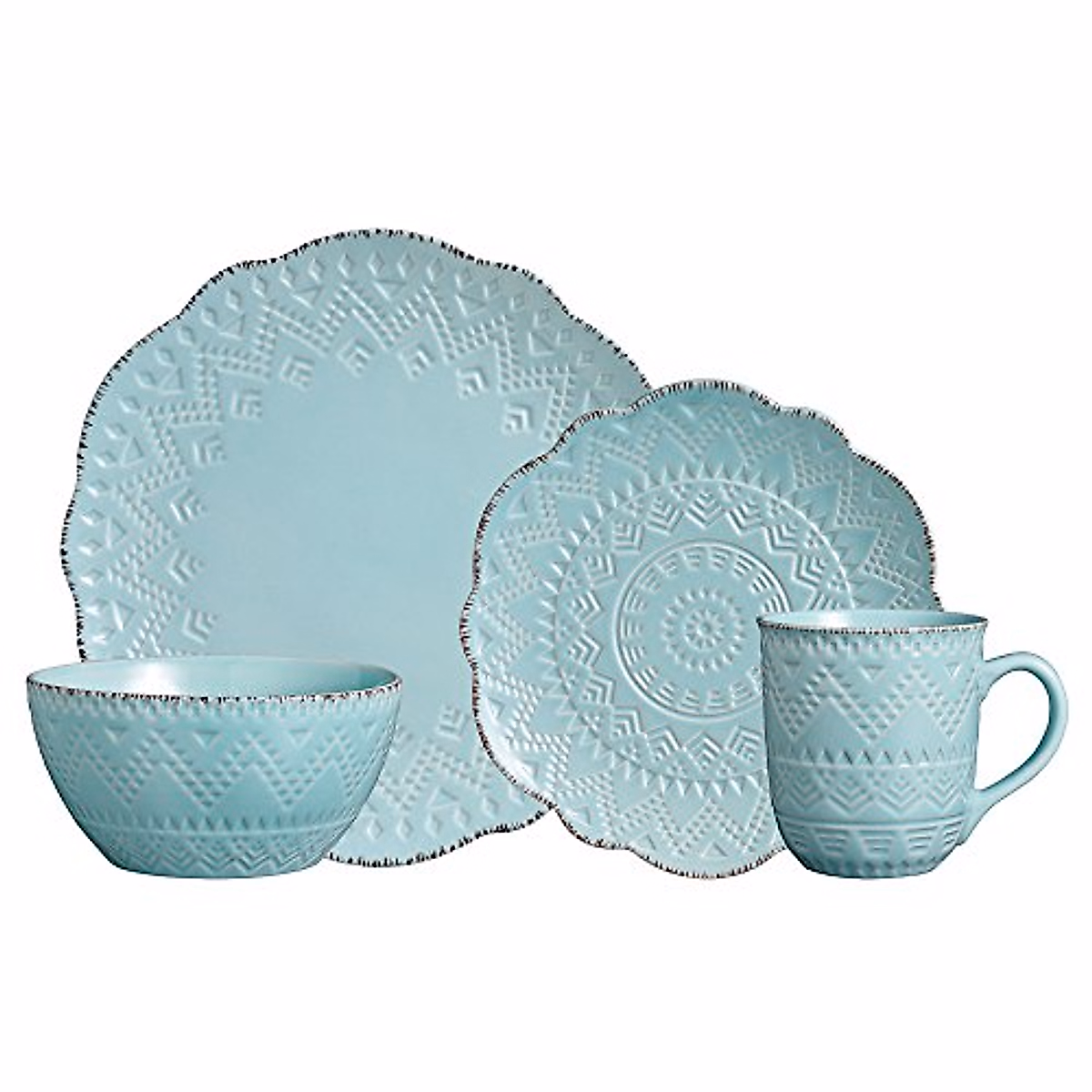 Pfaltzgraff Remembrance Dinnerware Set, 16 Piece, Green, Teal