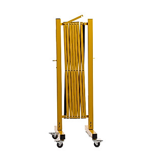 Trafford Industrial Expandable Metal Barricade, 11 Feet, Yellow and Black, Mobile Safety Barrier Gate, Retractable Traffic Fence