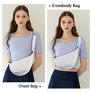 WESTBRONCO Crescent Bag Crossbody Bags for Women Trendy Small Nylon Fanny Pack Sling Hobo Bag Soft Casual, Beige