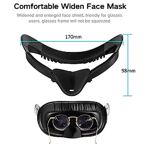 VR Facial Face Cover with Quest 2, Face Cushion Pad Compatible Facial Interface Bracket Foam Replacement with Two Face Covers & Facial Frame & Anti-Leakage Nose Pad & Lens Cover and Stick Caps