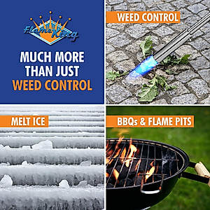 Flame King Propane Torch Weed Burner, 24000 BTU + Empty Refillable 1LB Empty Propane Cylinder Tank - Reusable - Safe and Legal Refill Option - DOT Compliant - 16.4 oz, Green