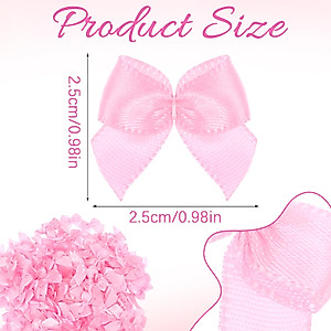 300Pcs Mini Ribbon Bows 1 Inch Small Pink Bows for Crafts Pink Satin Bow Flowers Pre-Tied Small Craft Bows Ribbon Satin Bows Mini Pink Bows for Crafts DIY Sewing Scrapbooking Wedding and Gift Wrapping