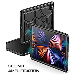 Poetic TurtleSkin Case Designed for for iPad Pro 12.9 6th Generation 2022 / 5th Gen 2021 / 4th Gen 2020 / 3rd Gen 2018, Rugged Shockproof Drop Protection Kids Friendly Silicone Cover Case, Black
