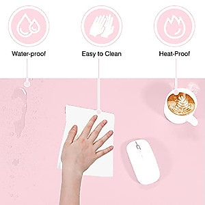 TOWWI Dual Sided Desk Pad, 24" x 14" Large Desk Mat, Waterproof Desk Blotter Protector Mouse Pad, Leather Desk Pad Large for Keyboard and Mouse (Blue/Pink)
