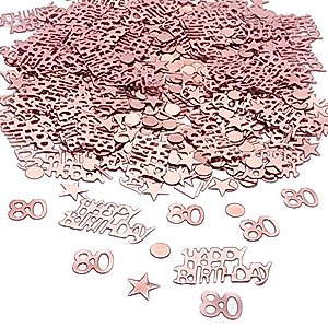 YouU Happy Birthday Party Table Confetti - Twinkle Stars Foil Metallic Sequins Confetti and Special Events Table Scatters Decorations Confetti Decorations about 700pcs（Rose gold） (80 years old)