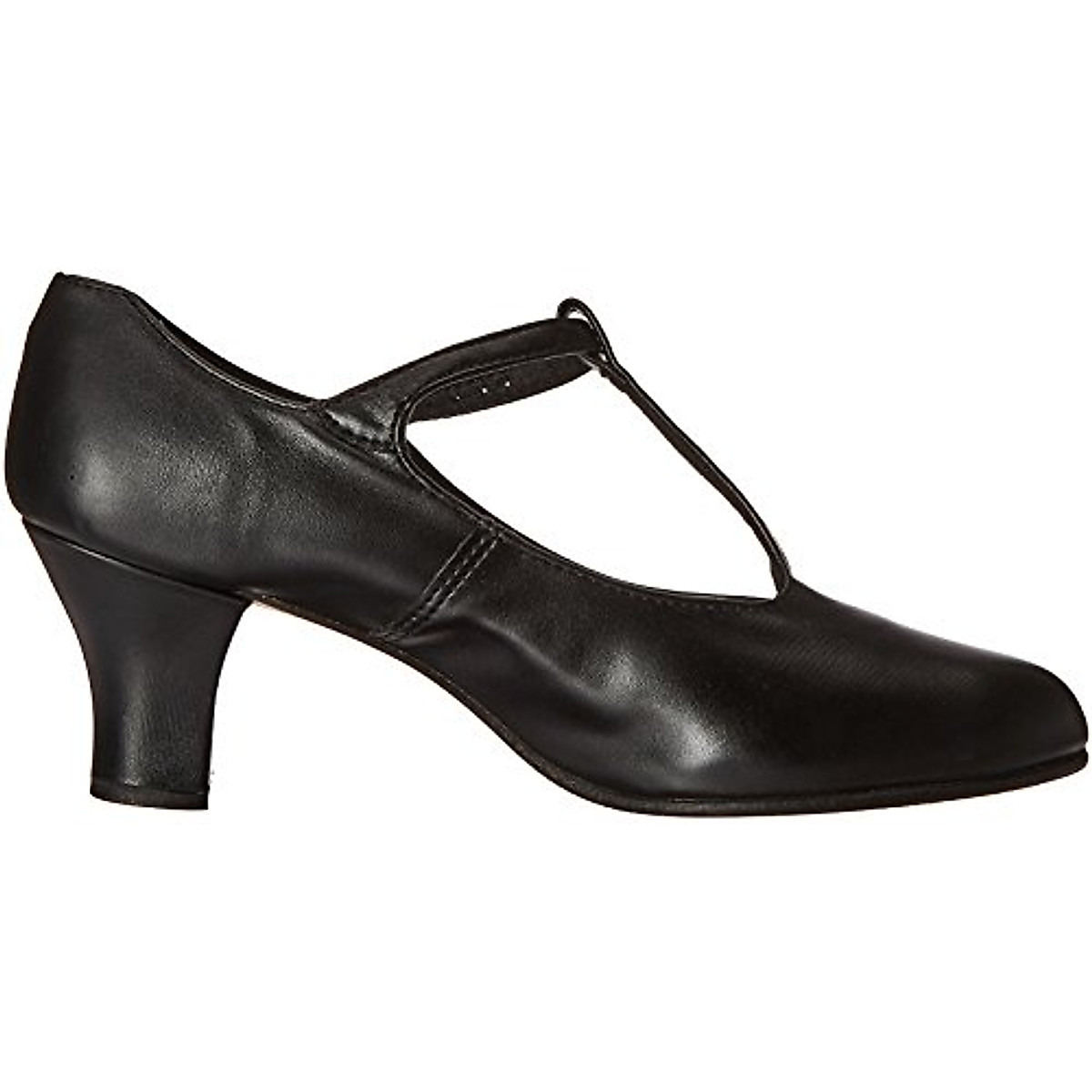 Capezio Womens Jr. Footlight T-Strap Dance Shoe, Black, 8 US