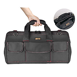 SKYUS 20 inch Tool Bag, Wide Mouth Tool Organizer,with Adjustable Shoulder Strap(20-inch)
