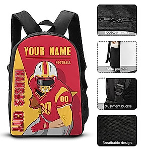 Quzeoxb Kansas City Custom Backpack 3pcs Bag Set Laptop Bag Personalized Name Number Lunch Box and Pencil Case Men Women Fan Gifts