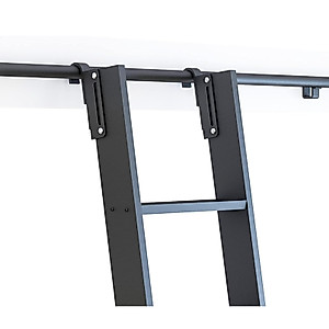 Hook on Sliding Library Ladder Hardware Kit, Telescoping Upper Hook, Rolling Ladder Hardware Kit(No Ladder) W/Caster, Metal Step Rods W, Sliding Hook Assemblies(Limited to Ladder Thickness 2.5cm) (S