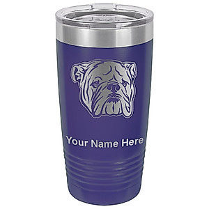LaserGram 20oz Vacuum Insulated Tumbler Mug, Bulldog, Personalized Engraving Included (Dark Purple)
