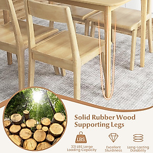 Giantex Rectangular Dining Table, Mid Century Modern Kitchen Table, Vintage Coffee Table W/Tabletop & Solid Wood Legs, Wood Farmhouse Table (Natural)