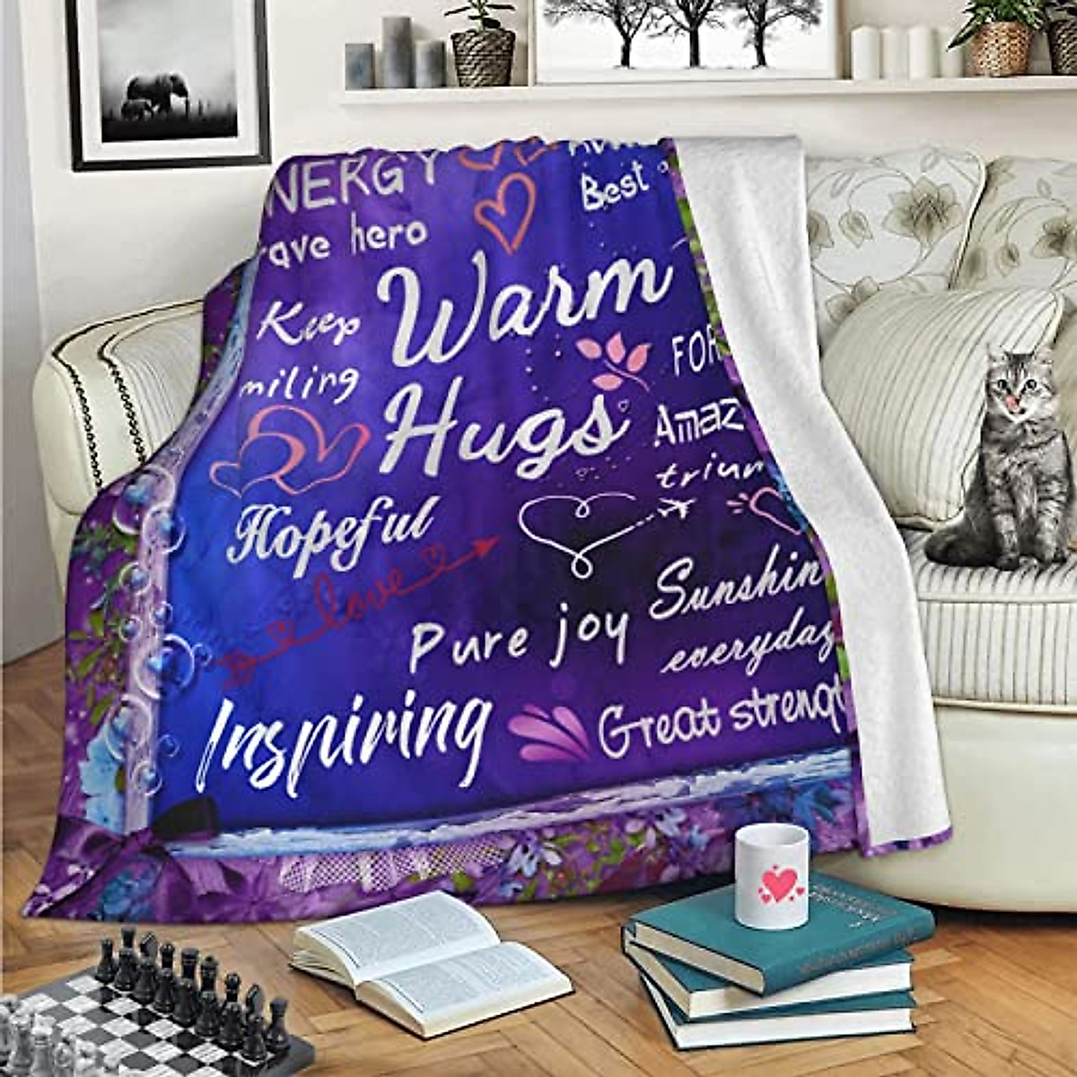 Get Well Soon Gifts for Women Inspirational Gifts for Women Fleece Throw Blanket Super Soft Fleece Flannel Plush Microfiber Blanket for Couch Bed Sofa(50" X 60")