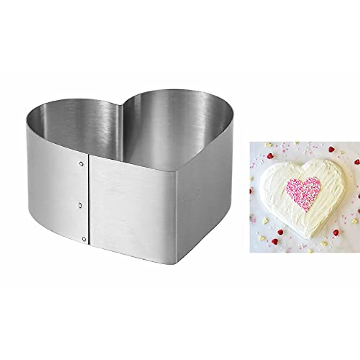 HAOYING 4 PCS Bakeware Set, 7-Layer Cake Slicer Cutter 9.5"-12",Cake Ring 6"-12", Square Cake Mold 6"-11", Heart Shape Cake Mold 4", Stainless Steel Pastry Slicing Rings Mousse Mould Baking Tools