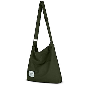Your Cozy Women's Retro Large Size Cotton Shoulder Bag Hobo Crossbody Handbag Casual Tote For Shopping and Travel (Forest)