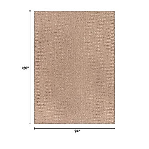 CAMILSON Easy Jute Rug 8x10, Indoor Outdoor Natural Color Farmhouse Area Rugs for Living Room Patio and Kitchen Rug, Solid Boho Woven Design, Easy-Cleaning, Washable Outside Carpet Alfombras (8 x 10)