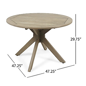 Christopher Knight Home Layna Outdoor 5 Piece Wood and Wicker Dining Set, Gray Finish/Gray