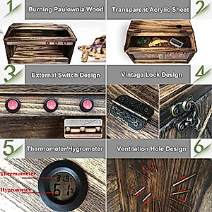 Reptile Wooden Terrarium, Habitat Tank for Lizard Snake Bearded Dragon Hamster, 23.6"x 15.7" Small Animal Enclosure, Transport Box Cage, Front Sliding Door, Sun Roof, Side Screen Ventilation