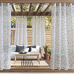 LOFT LIVING Tandem Leaf Indoor/Outdoor Grommet Curtain Panel 54" x 84" in Grey