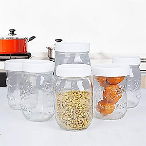 STARUBY 16Pcs Plastic 8 Regular Mouth Lids and 8 Wide Mouth Plastic Storage Caps for Mason Jars, White