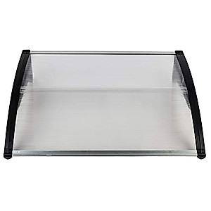 Window Awning Door Canopy, Outdoor Polycarbonate Cover Outdoor Front Door Patio Canopy UV Rain Snow Sunlight Protection (40" x 32", White Canopy/Black Bracket)