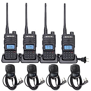 Retevis RT85 2 Way Radios Walkie Talkies Long Range, Walkie Talkies with Speaker Mic, Professional Two Way Radios for Manufacturing, Industrial, Worksite(4 Pack)