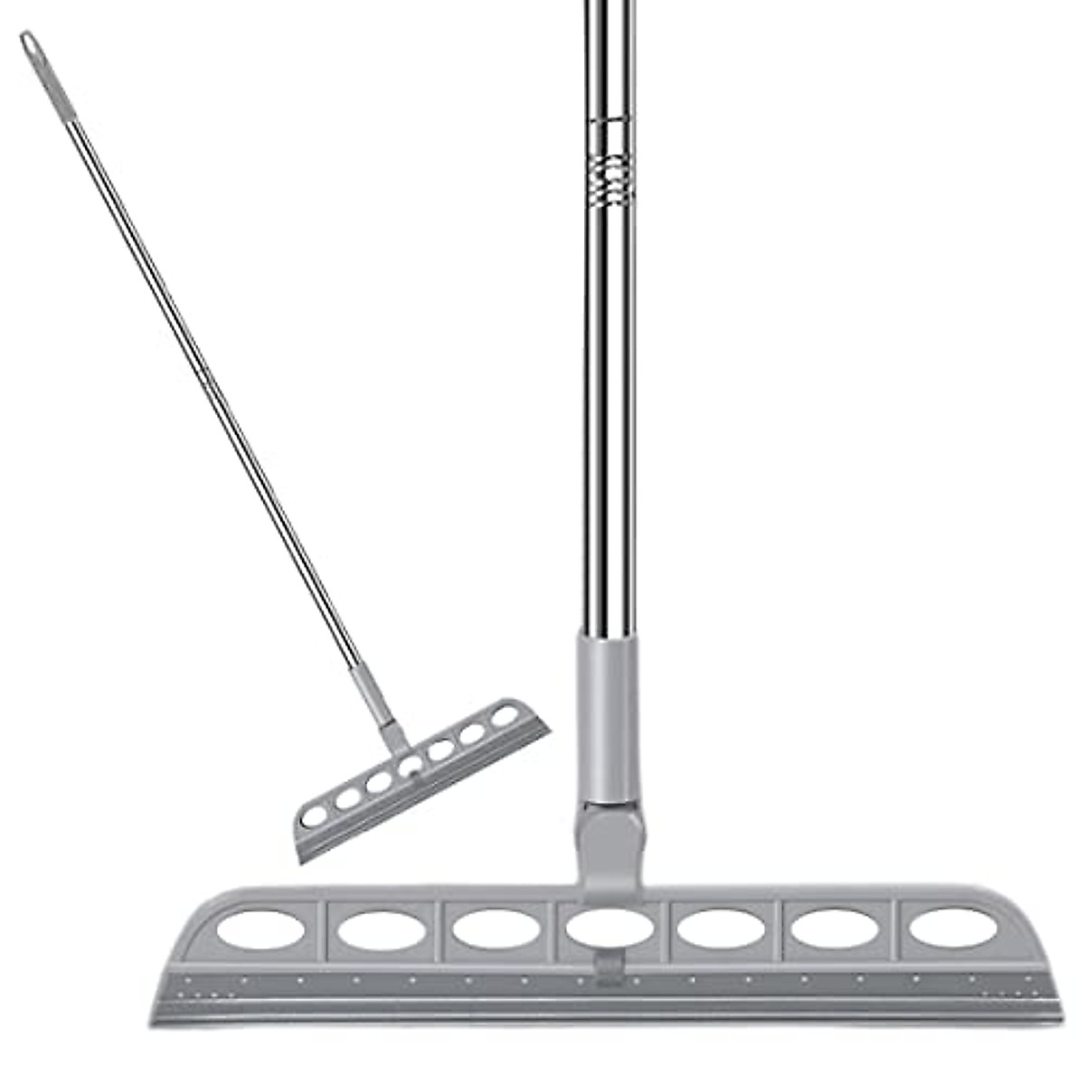 Magic Broom Sweeping Brush Multifunction Magic Broom Sweeper, Squeeze Silicone Broom Sweeping, Detachable Floor Squeegee Glass Wiper for Bathroom Window Bathroom Kitchen Tile Cleaning (Grey)